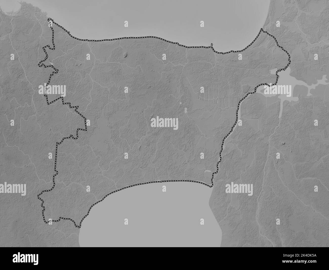 Ida-Viru, county of Estonia. Grayscale elevation map with lakes and ...