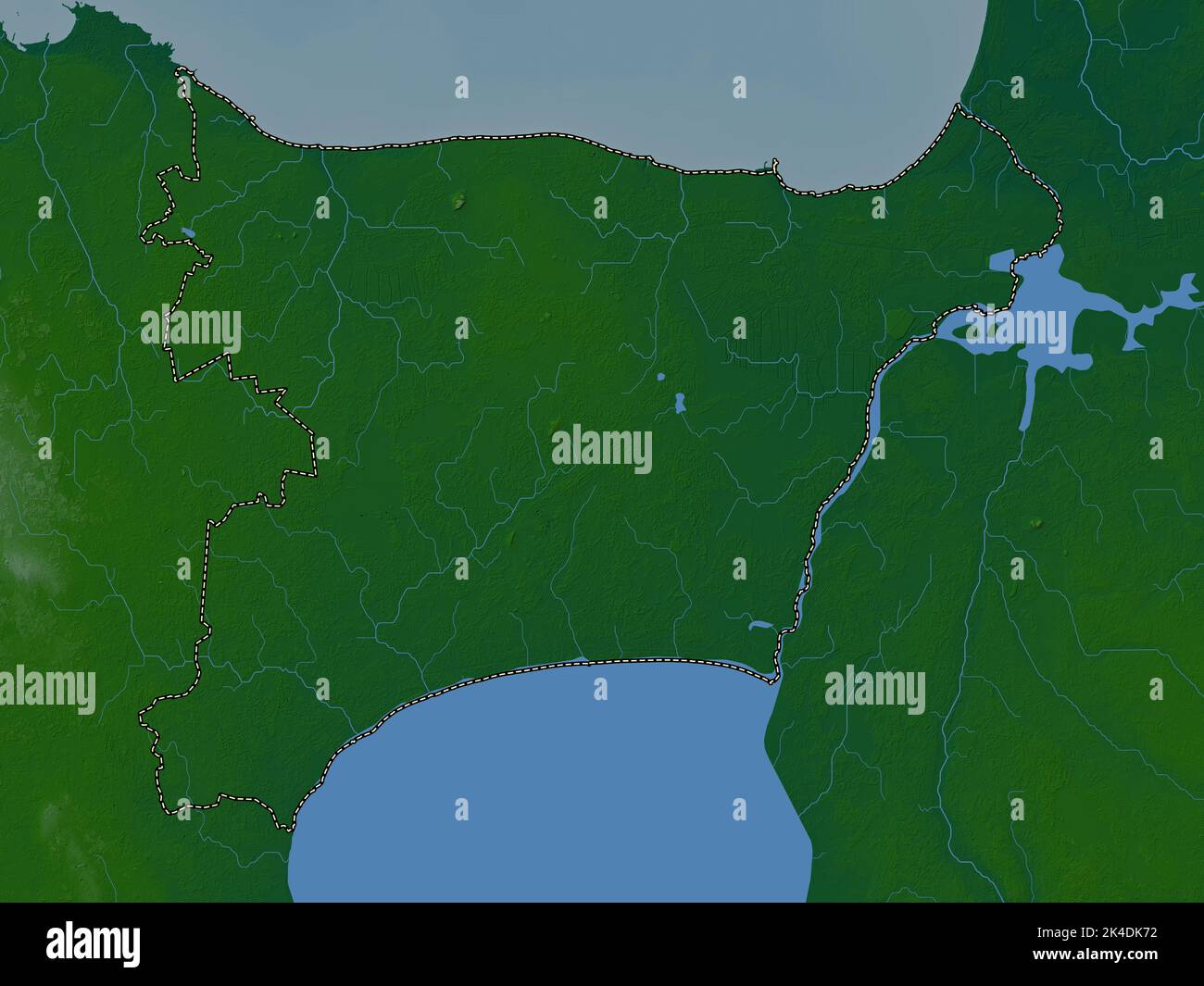 Ida-Viru, county of Estonia. Colored elevation map with lakes and ...