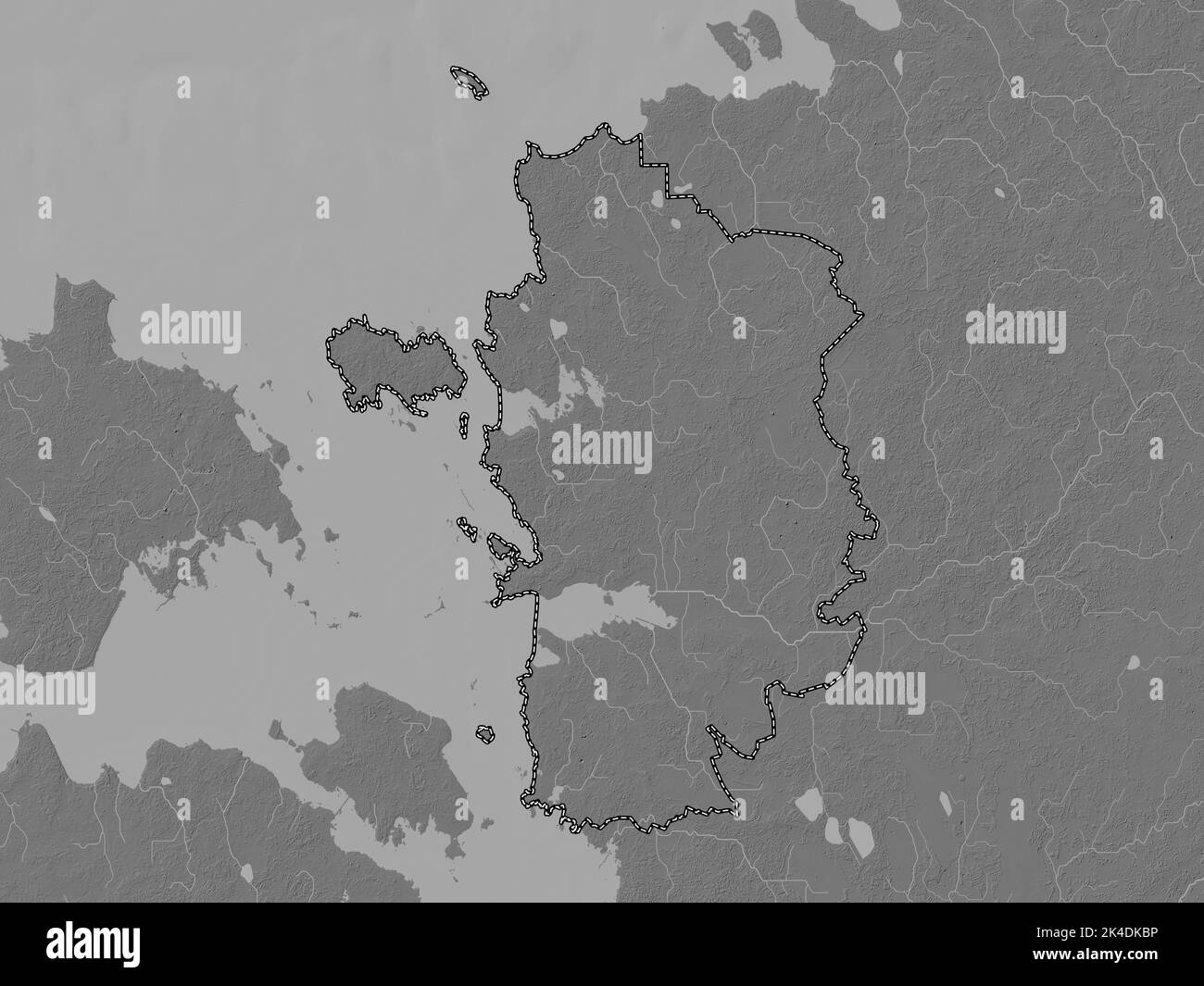 Laane, county of Estonia. Bilevel elevation map with lakes and rivers ...