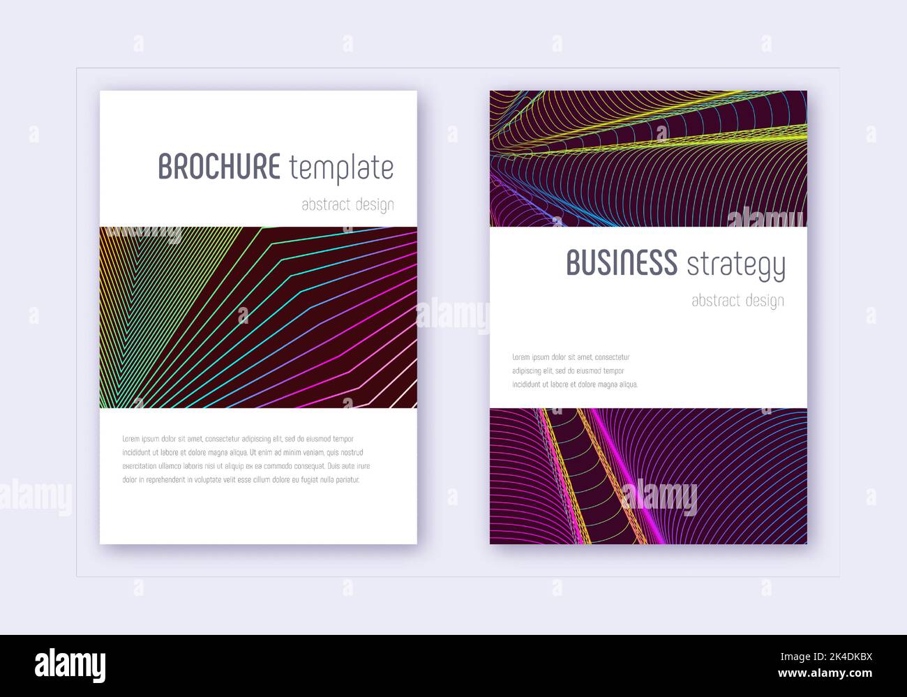 Minimalistic cover design template set. Rainbow abstract lines on wine ... Minimalistic cover design template set. Rainbow abstract lines on wine ...