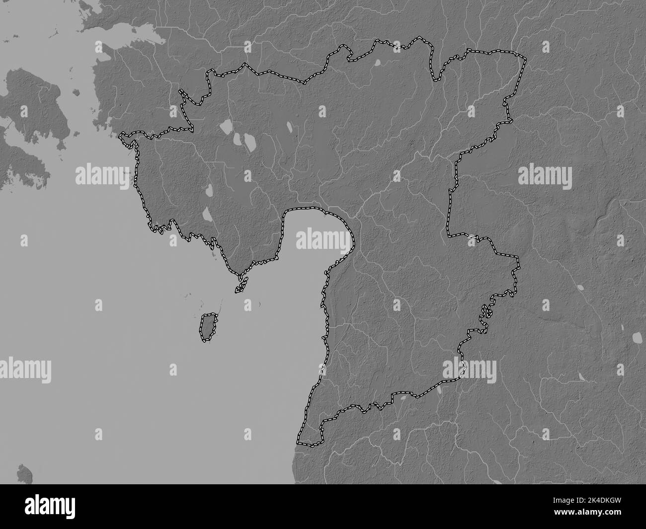 Parnu, county of Estonia. Bilevel elevation map with lakes and rivers ...