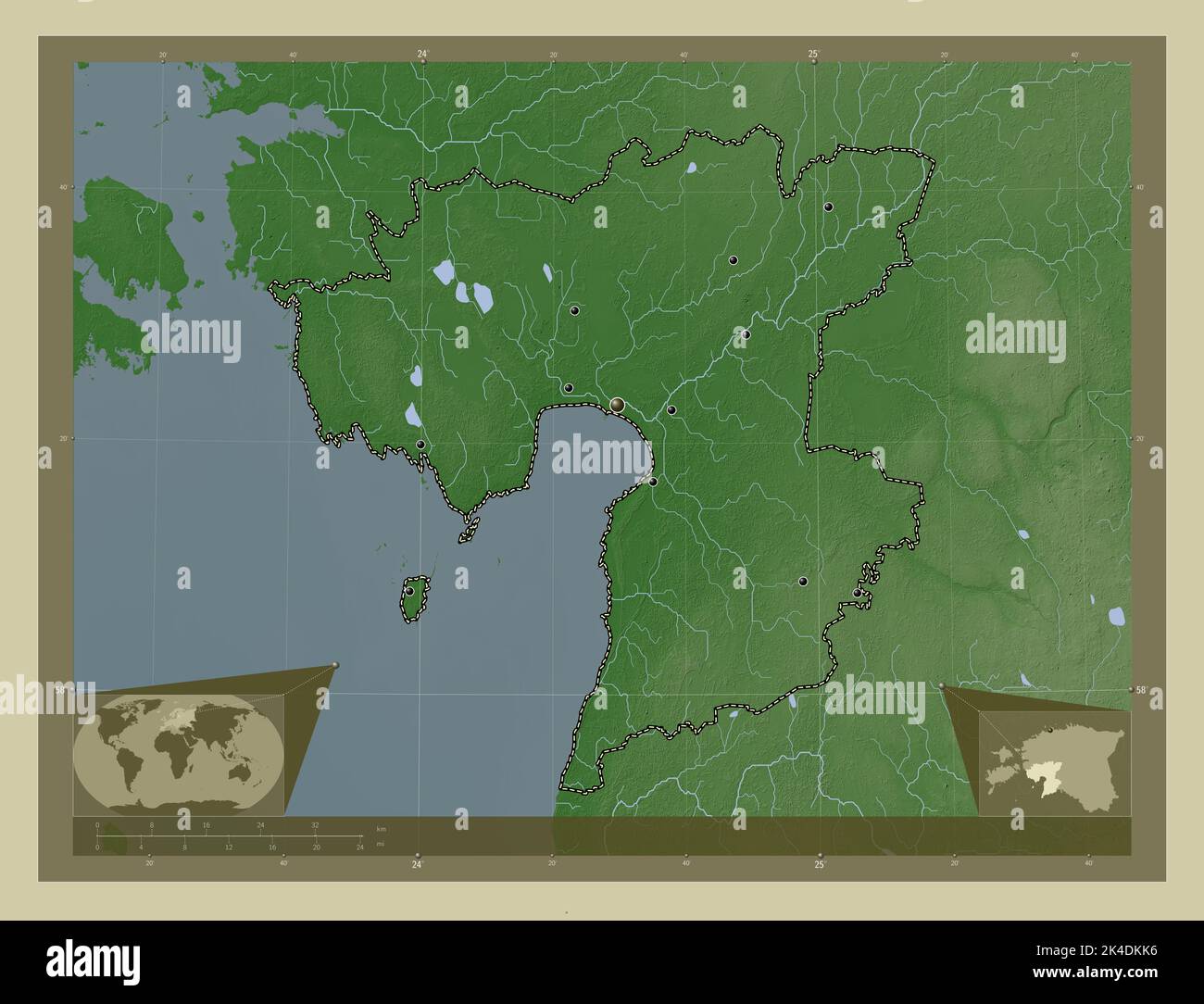 Parnu, county of Estonia. Elevation map colored in wiki style with ...