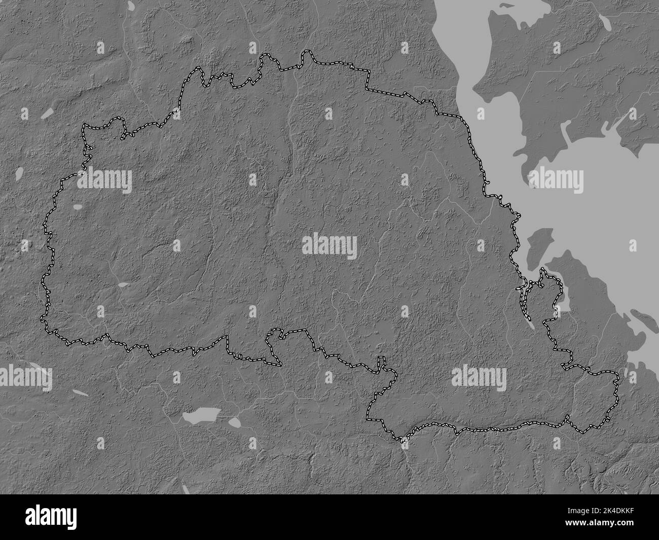 Polva, county of Estonia. Bilevel elevation map with lakes and rivers ...