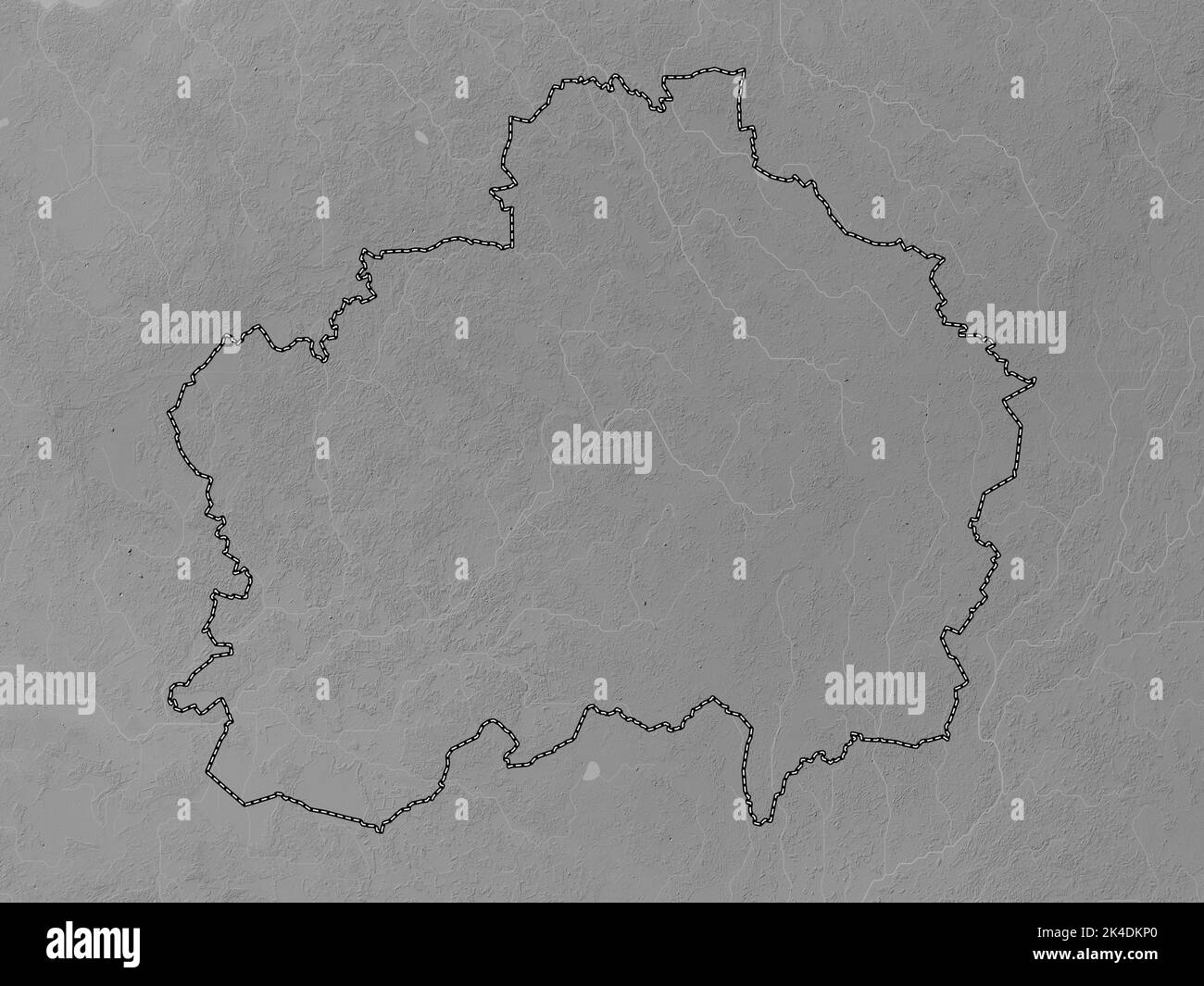 Rapla, county of Estonia. Grayscale elevation map with lakes and rivers ...
