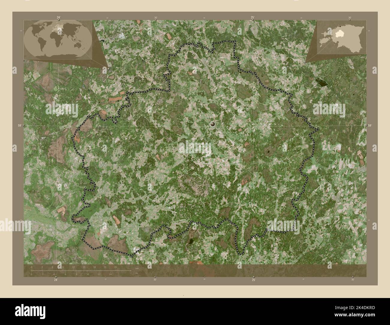 Rapla, county of Estonia. High resolution satellite map. Corner ...