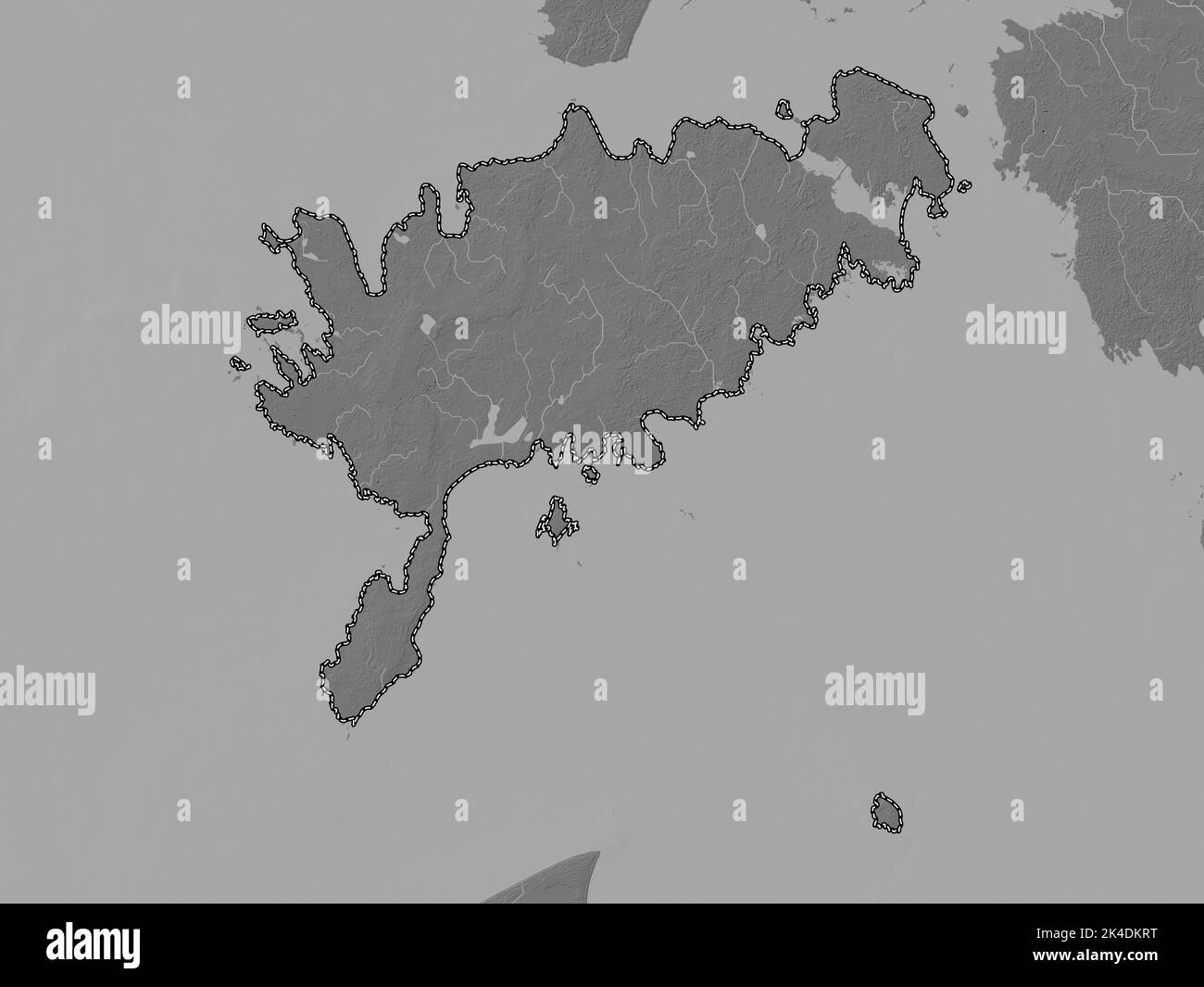 Saare, county of Estonia. Bilevel elevation map with lakes and rivers ...