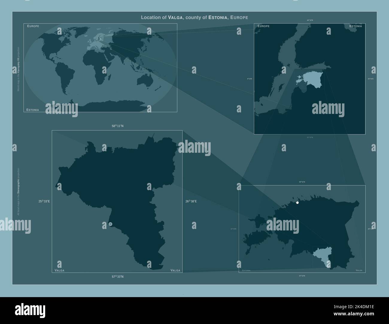 Valga, county of Estonia. Diagram showing the location of the region on ...