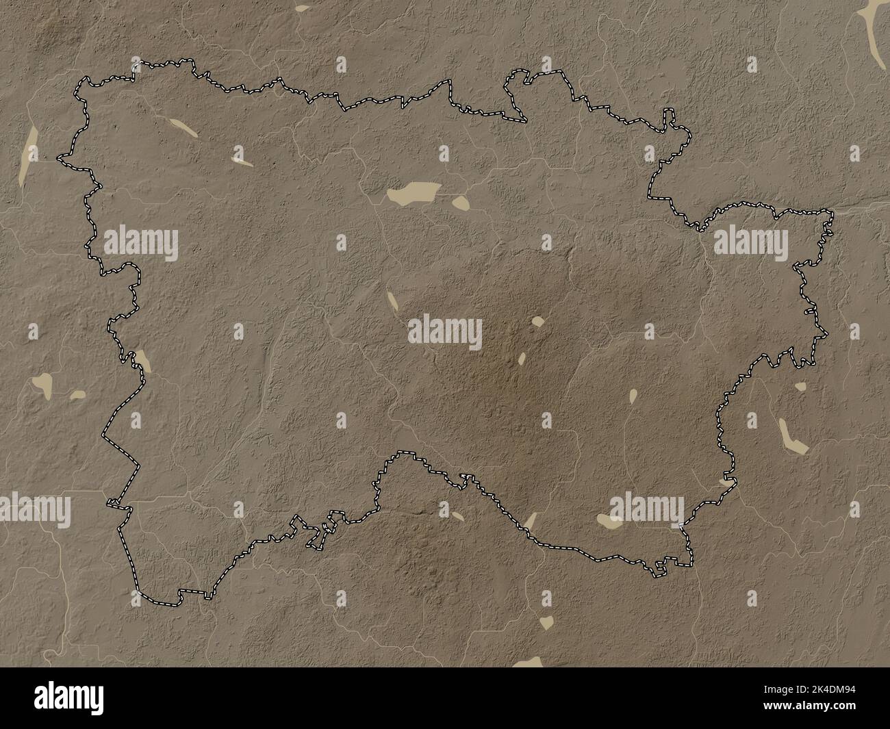 Voru, county of Estonia. Elevation map colored in sepia tones with ...