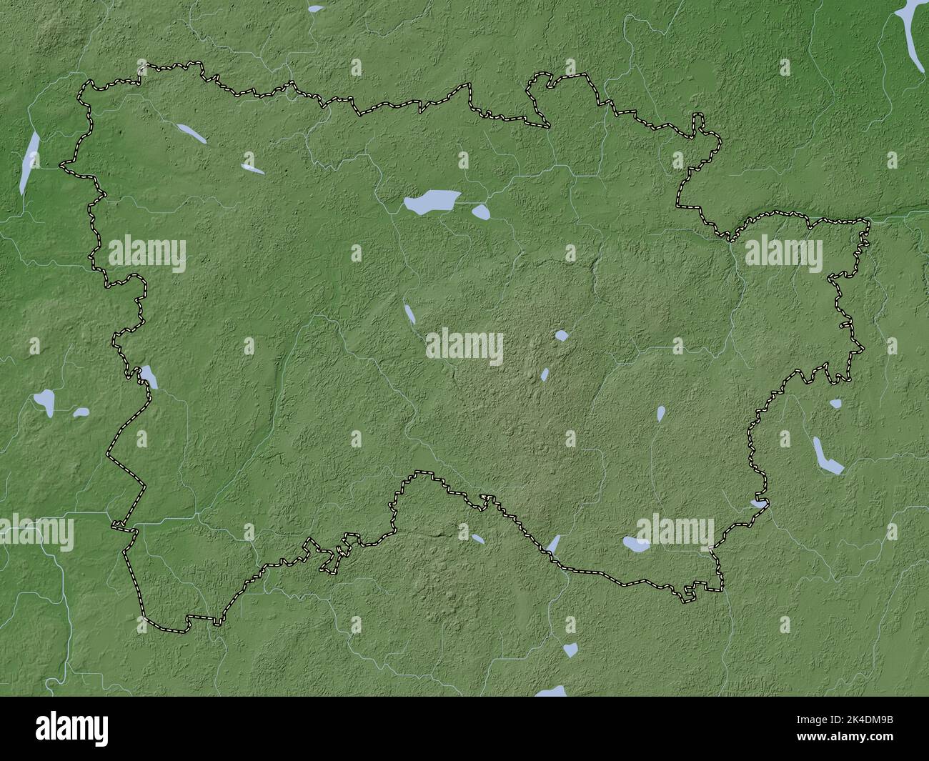 Voru, county of Estonia. Elevation map colored in wiki style with lakes ...