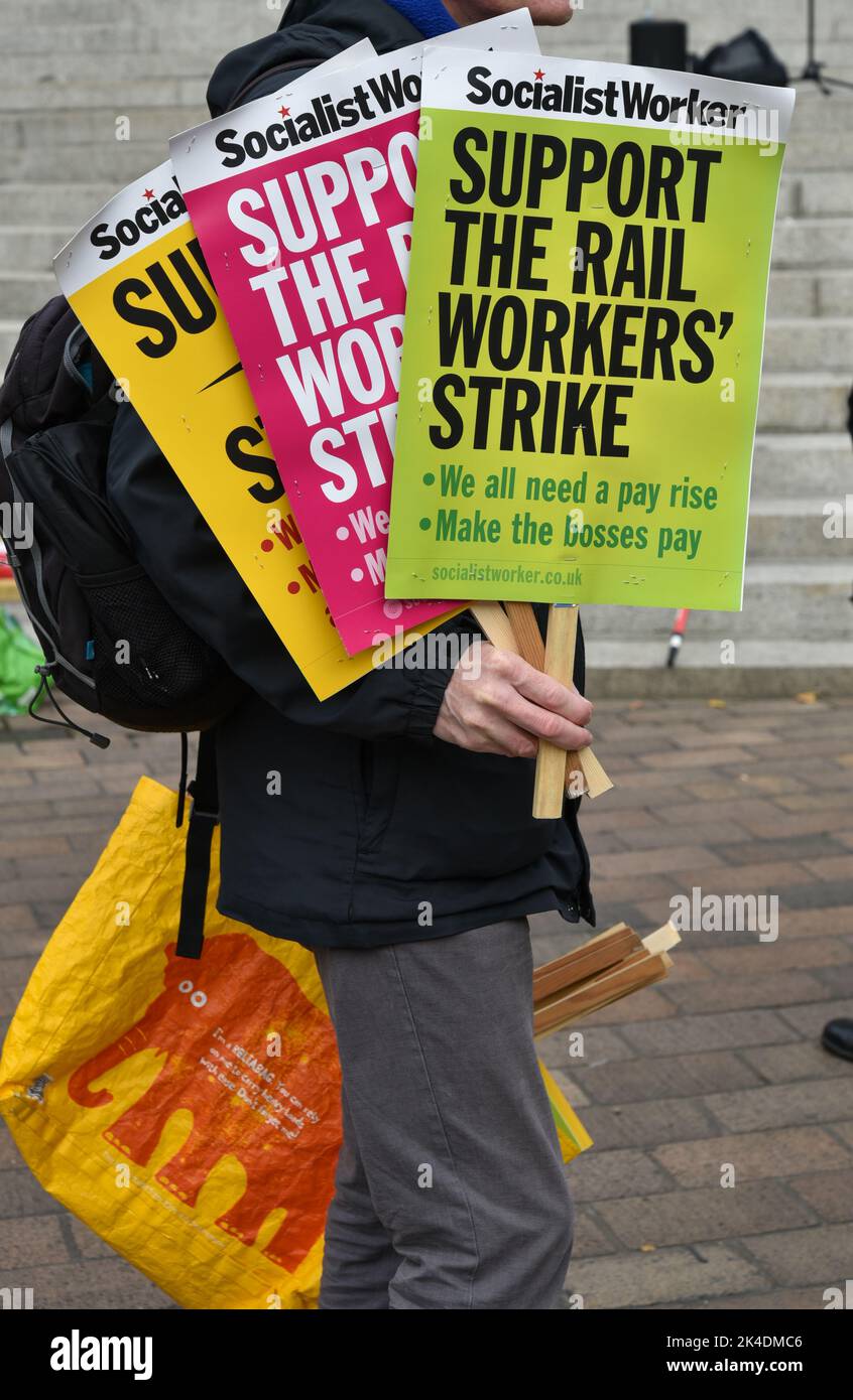 Variety of signs and placards on display at a protest march in ...