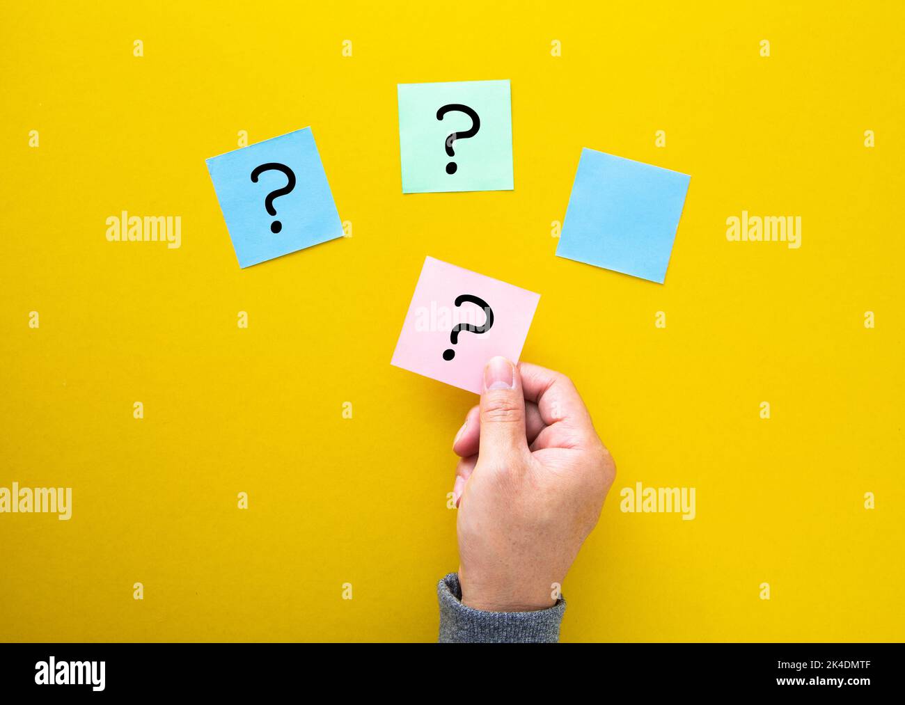 Question mark stickers. Solution search concept Stock Photo - Alamy