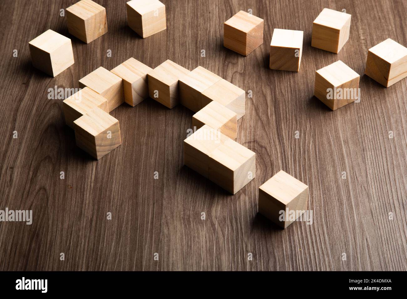 Question mark on wooden table background Stock Photo - Alamy