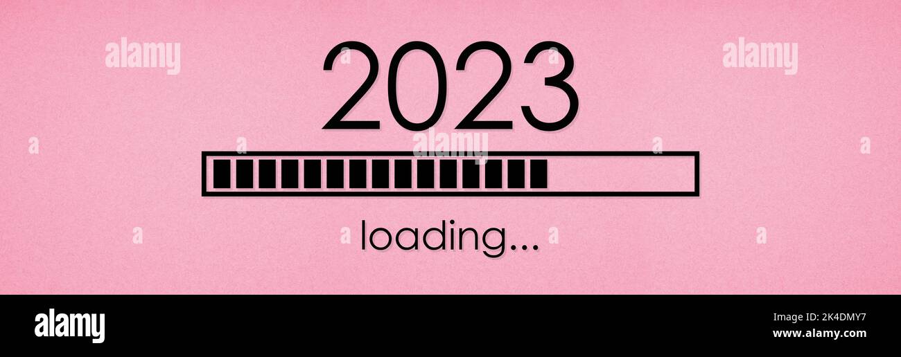 new year 2023 loading bar in minimalist web banner Stock Photo - Alamy