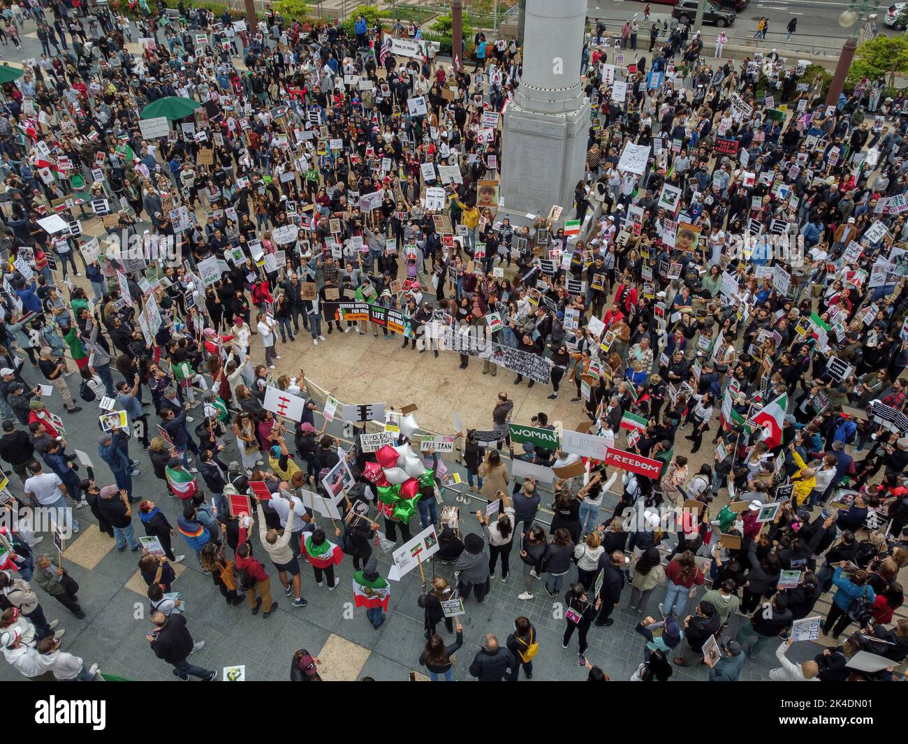 (Editors note image taken by a drone) People rally at the Union Square ...