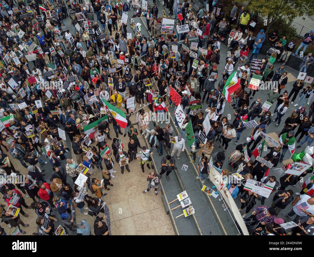 (Editors note image taken by a drone) People rally at the Union Square ...