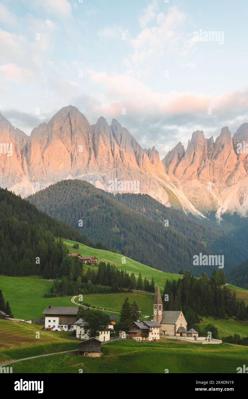 Stunning view of the Funes Valley (Val di Funes) with the Santa ...