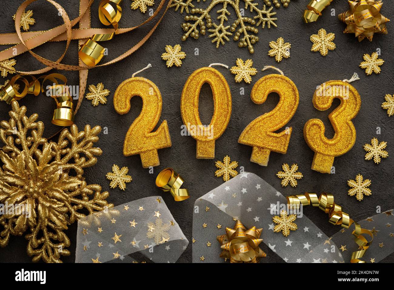 Merry Christmas and Happy New Year 2023, 2023 cake candles and various ...