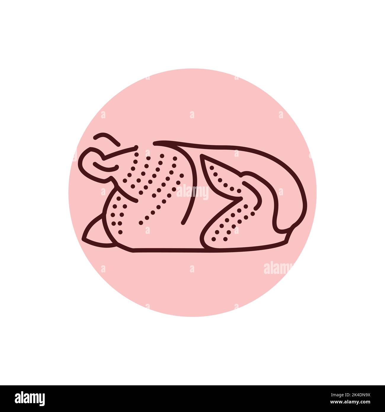 Chicken carcass color line icon. Cutting meat. Pictogram for web page ...