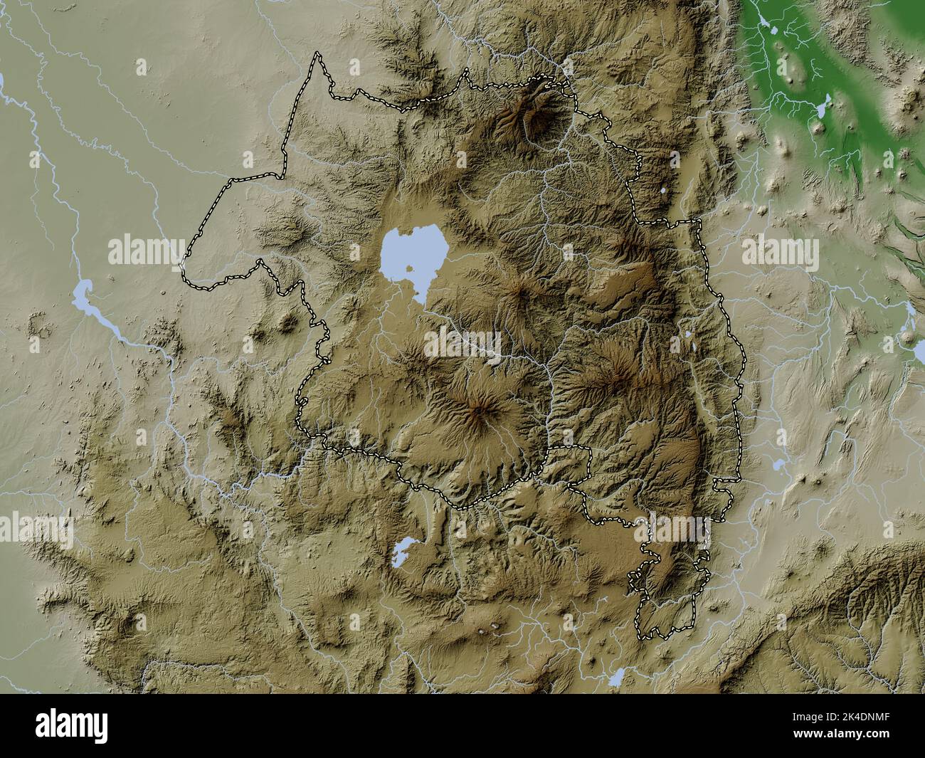 Amhara, state of Ethiopia. Elevation map colored in wiki style with lakes and rivers Stock Photo ...