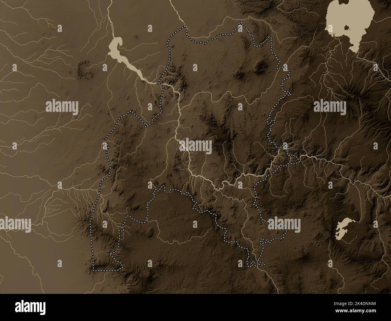 Benshangul-Gumaz, state of Ethiopia. Elevation map colored in sepia ...