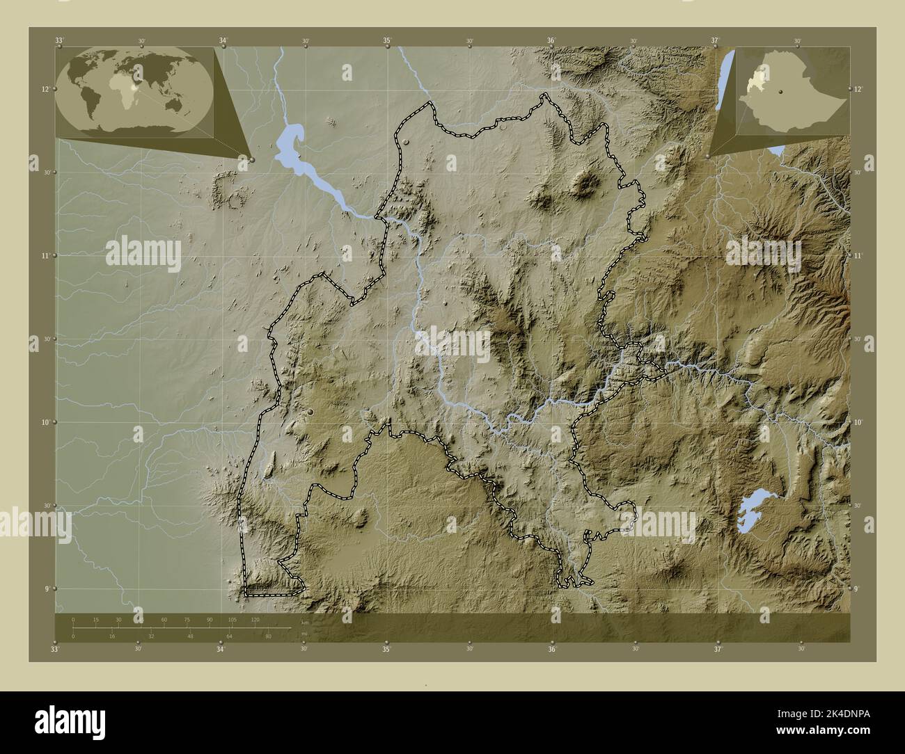 Benshangul-Gumaz, state of Ethiopia. Elevation map colored in wiki ...