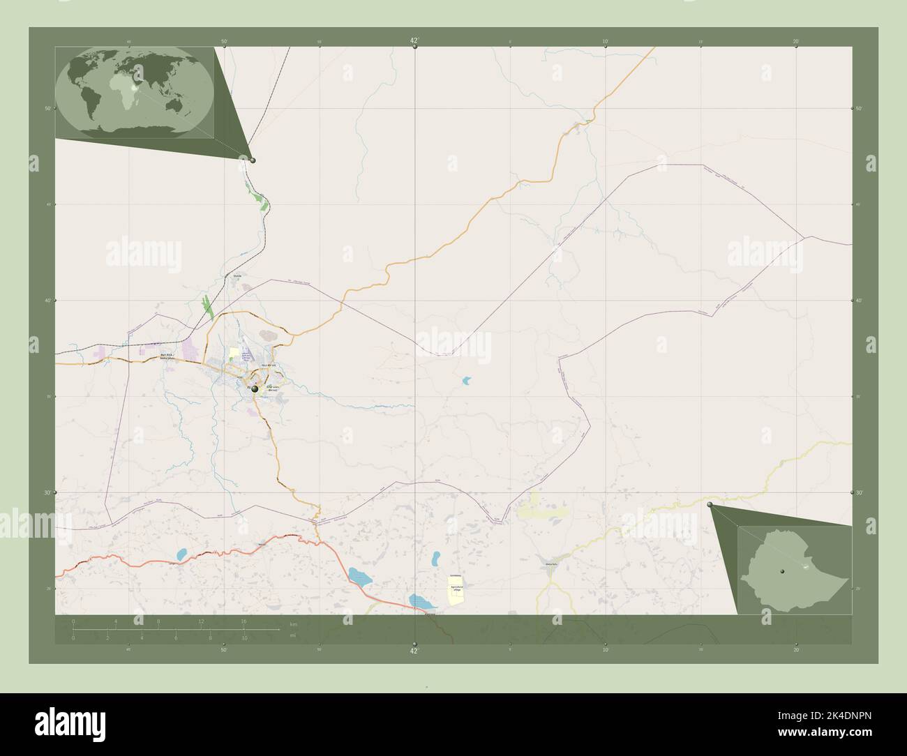 Dire Dawa, city of Ethiopia. Open Street Map. Corner auxiliary location ...
