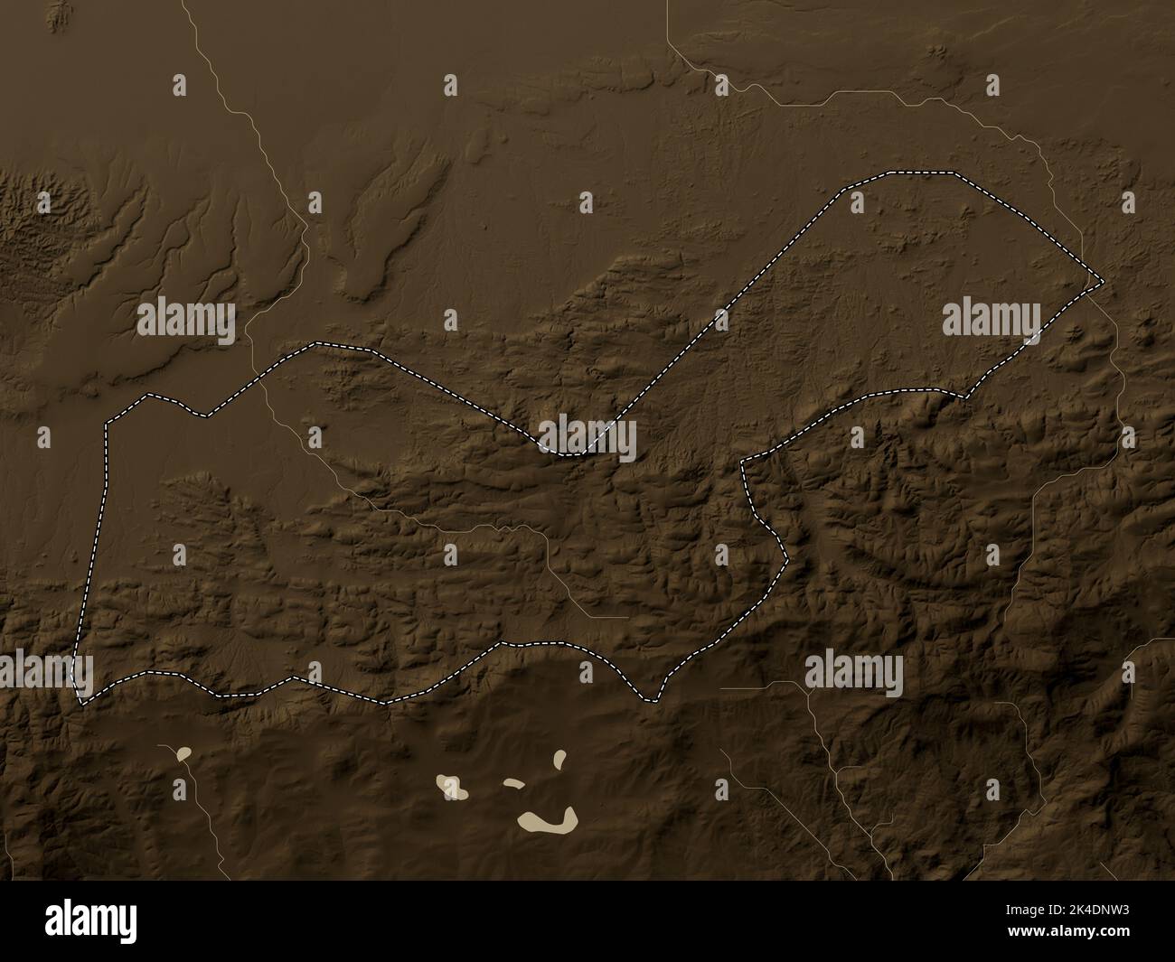 Dire Dawa, city of Ethiopia. Elevation map colored in sepia tones with ...