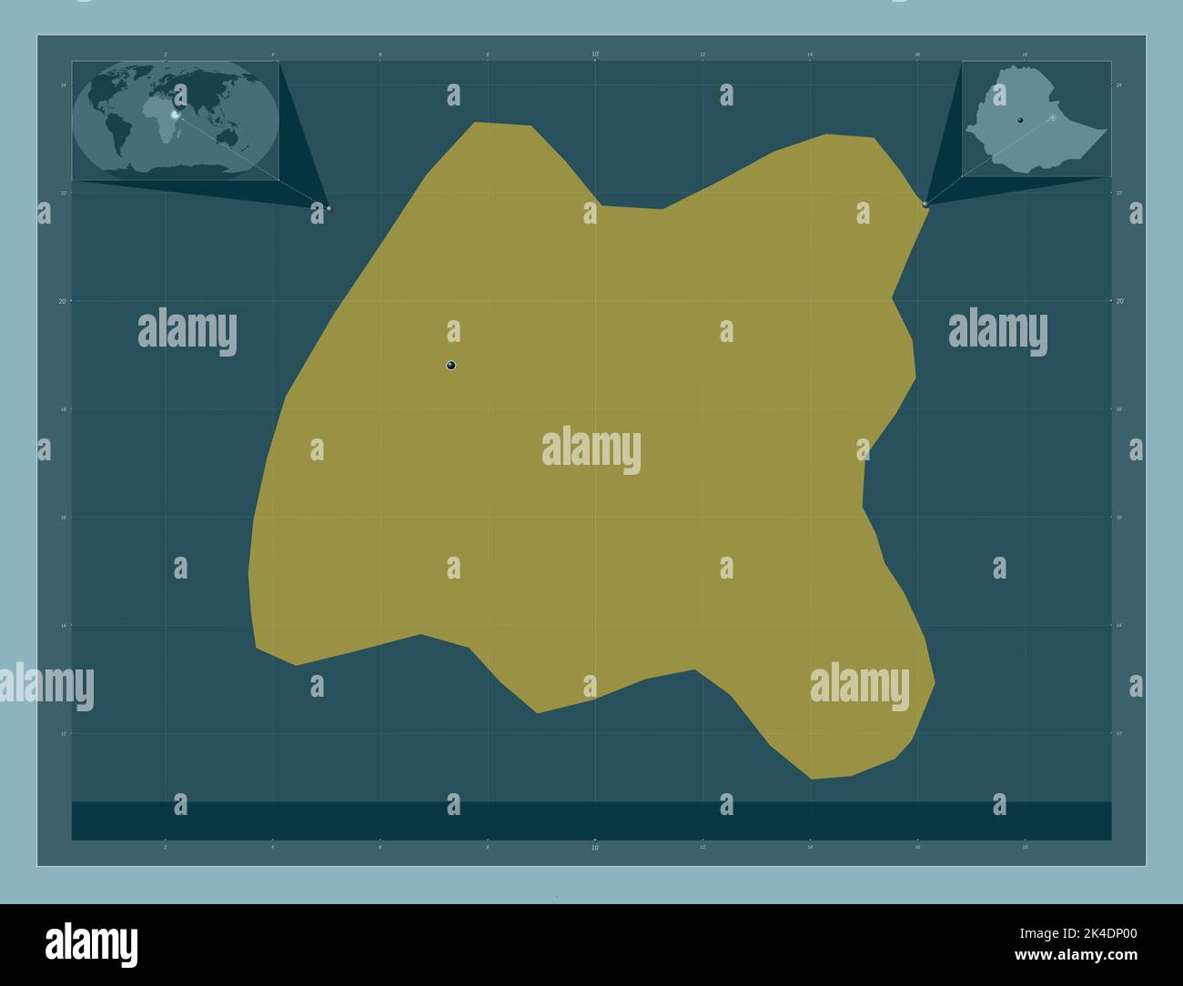 Harari People, state of Ethiopia. Solid color shape. Locations of major ...