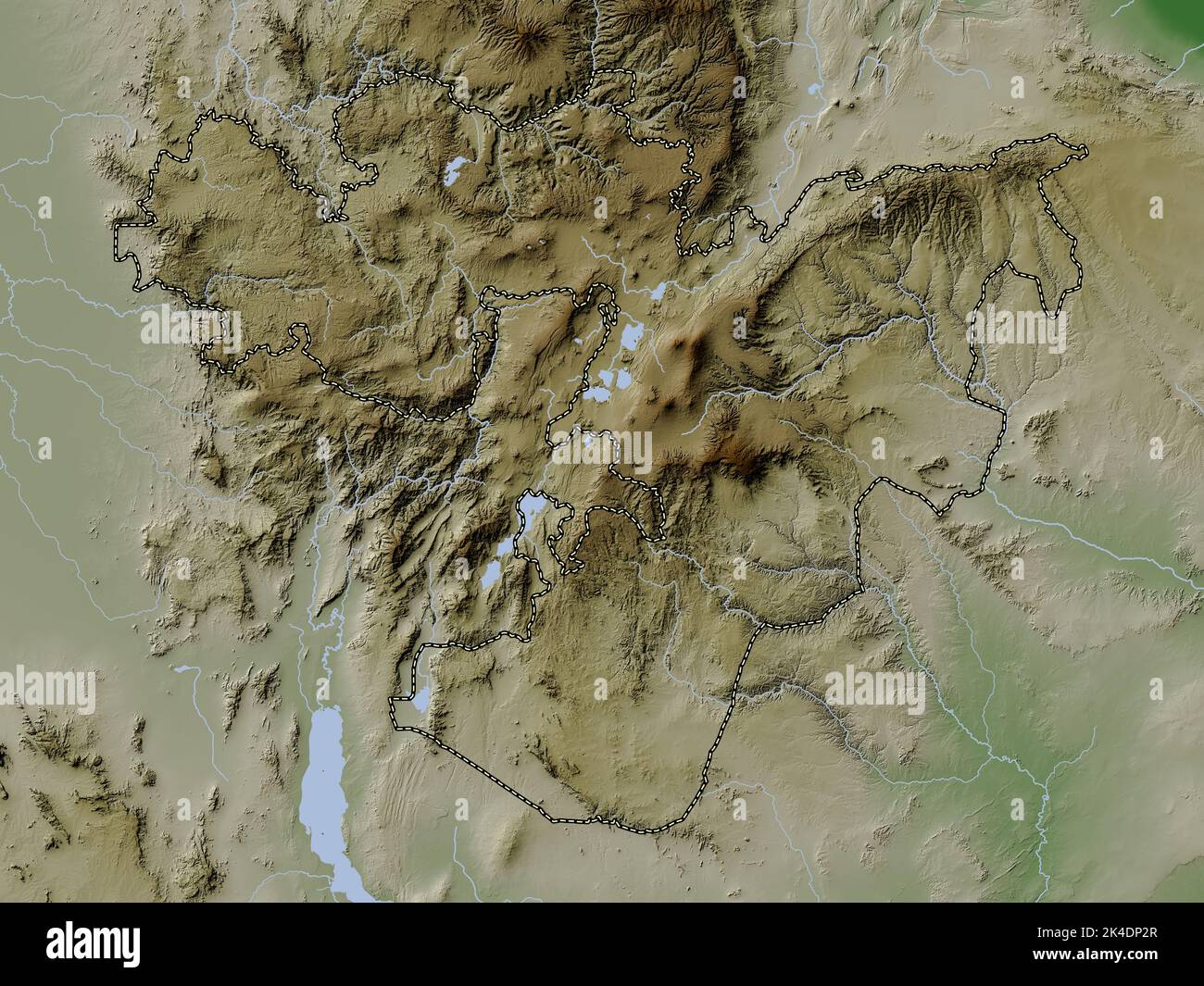 Oromia, state of Ethiopia. Elevation map colored in wiki style with lakes and rivers Stock Photo ...
