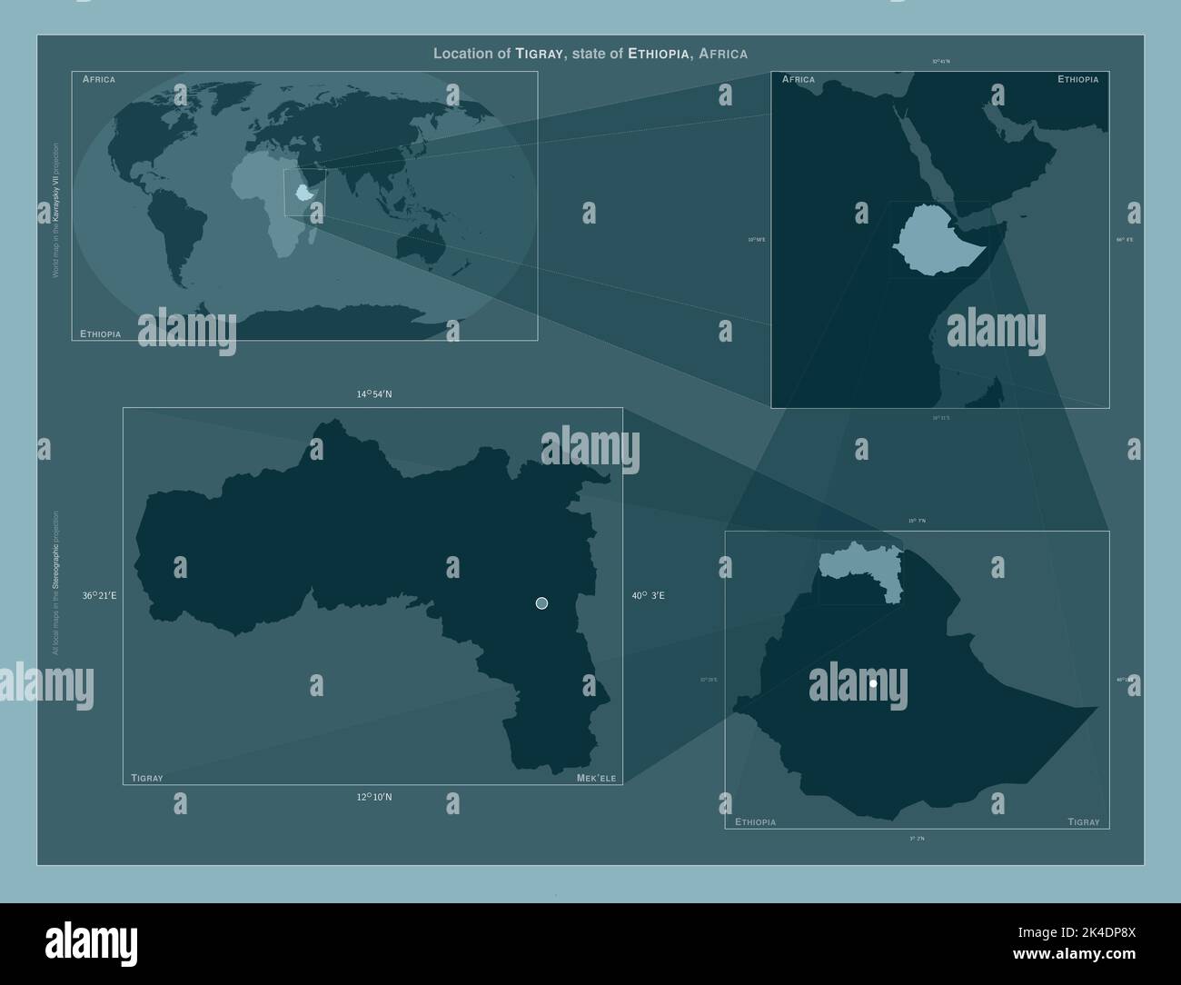 Tigray, state of Ethiopia. Diagram showing the location of the region ...