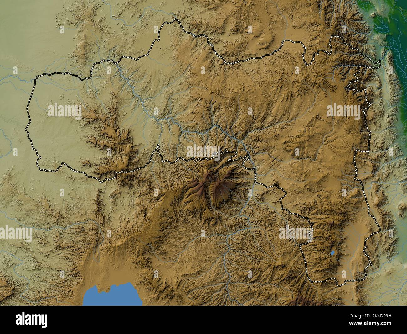 Tigray, state of Ethiopia. Colored elevation map with lakes and rivers ...