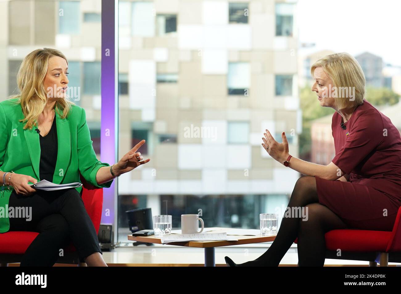 Prime Minister Liz Truss (right) with presenter Laura Kuenssberg in the ...