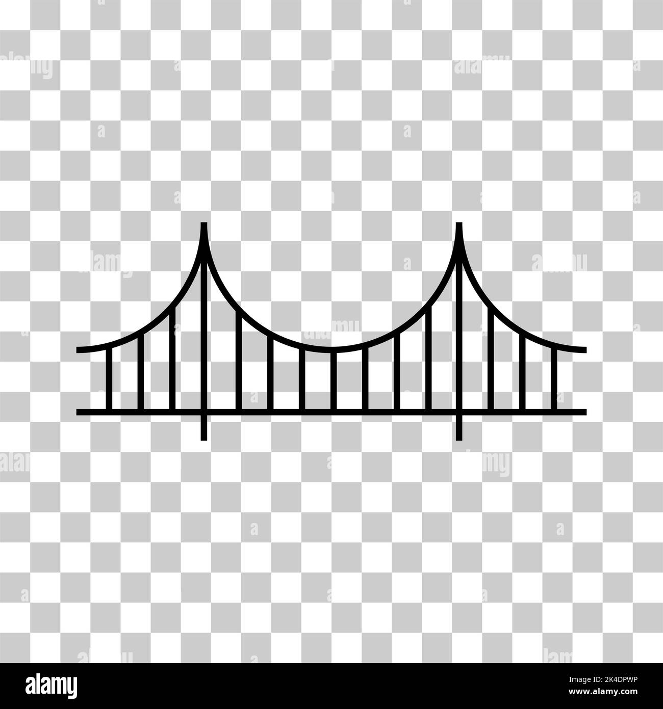 Silhouette bridge icon, urban architecture design, travel line ...