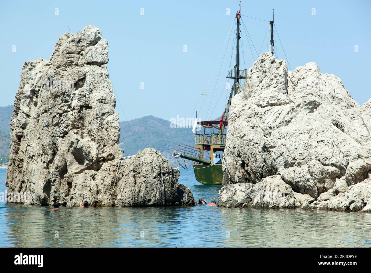 The popular diving rocks on Cirali town beach (Turkey Stock Photo - Alamy