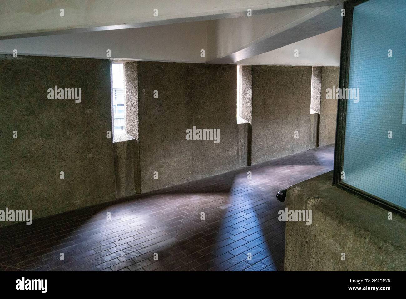 Concrete, Fortress like corridor within the Barbican Housing Estate in ...