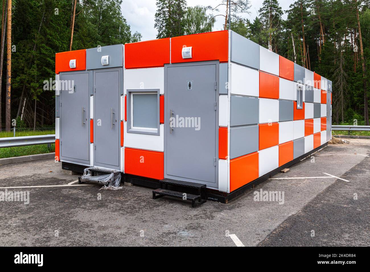 New modular public toilet stand on the parking lot Stock Photo - Alamy