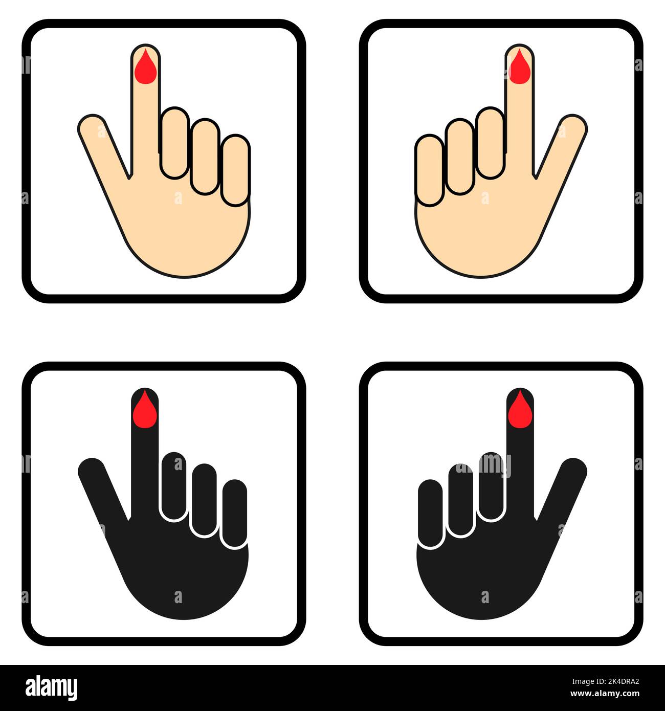 Set of Hand finger with drop blood icon, medical health test symbol ...