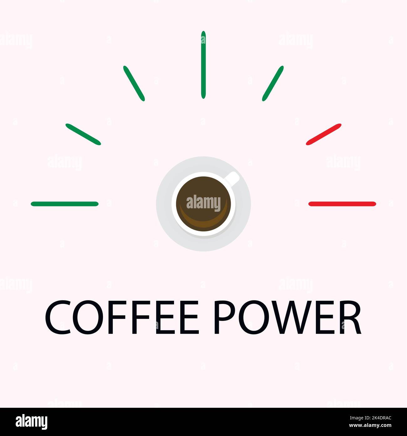 Coffee power indicator level, rate meter energy. Vector illustration ...