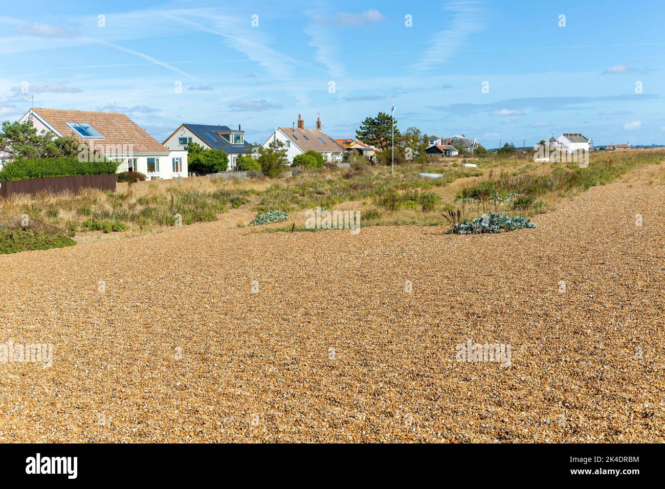 Houses in coastal hamlet of Shingle Street, Suffolk, England, UK Stock ...