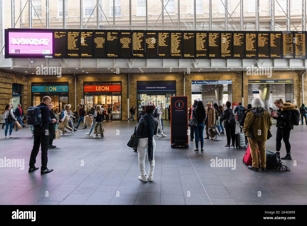 General view of passengers on the concourse at Kings Cross St Pancras ...
