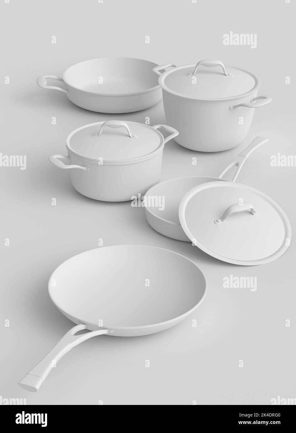 Set of stainless steel stewpot, frying pan and chrome plated aluminum ...