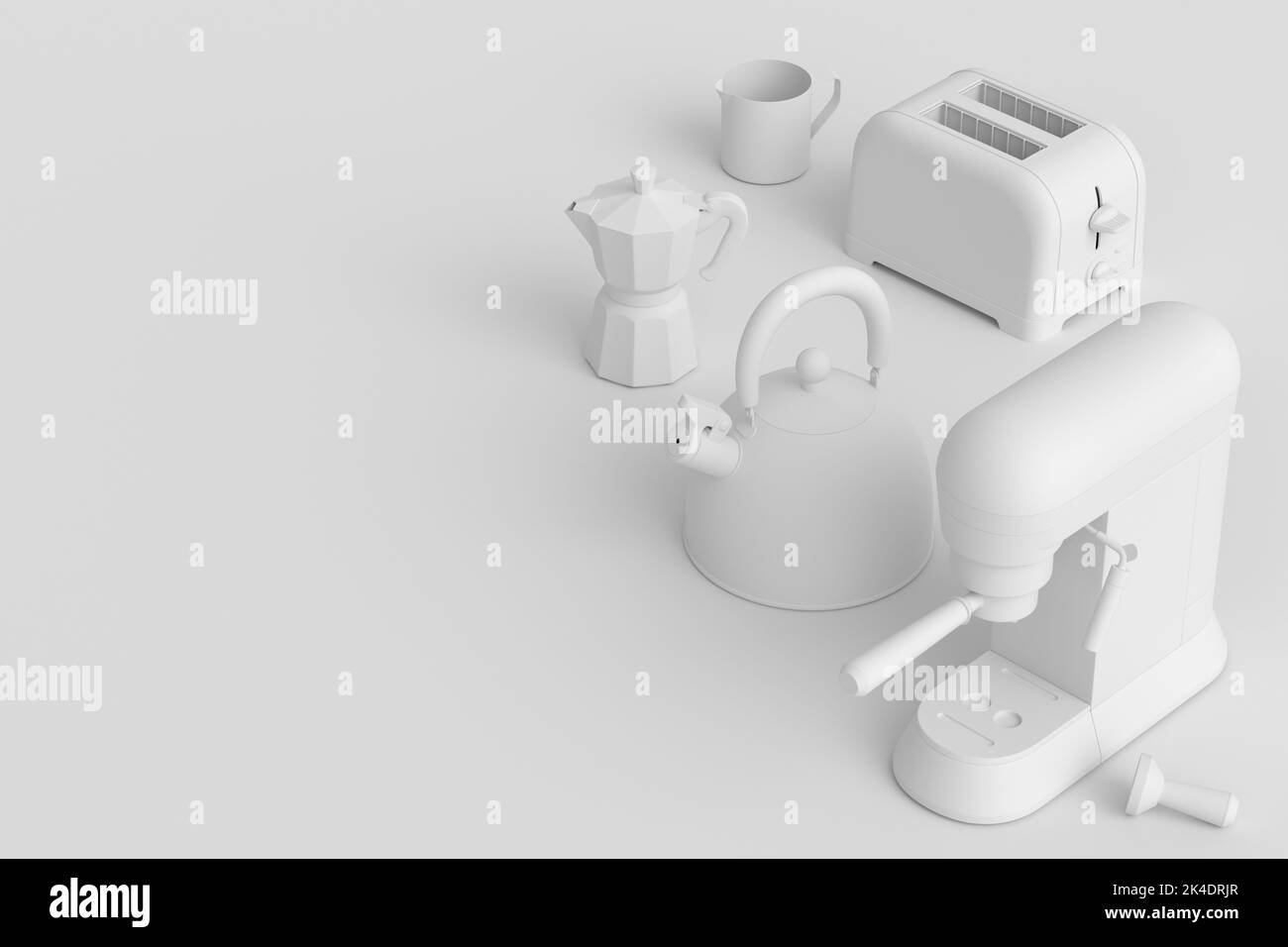 Kettle, toaster, coffee machine horn and geyser coffee maker on ...