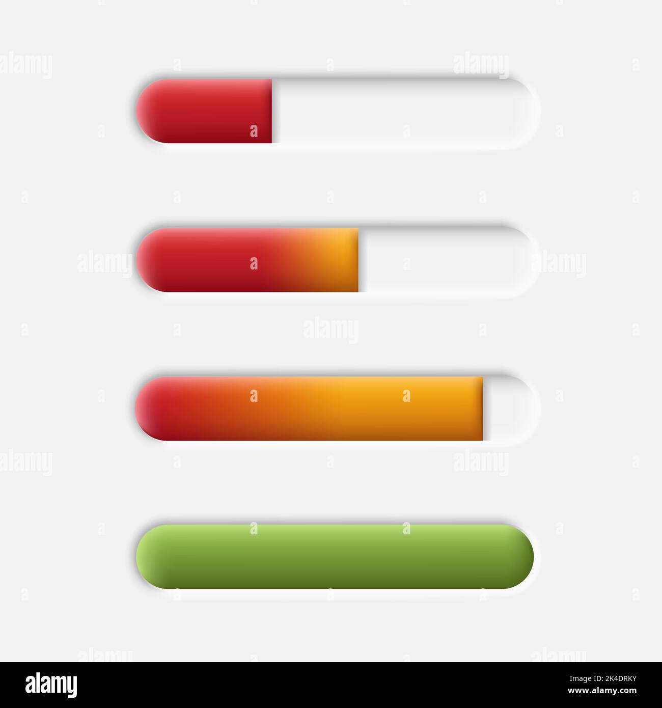 3d neumorphism progress bar with gradient from red to green, isolated ...