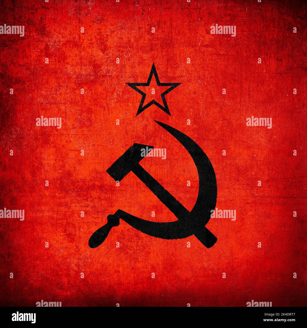 Soviet Union symbol: star, hammer and sickle, black on red. USSR sign ...
