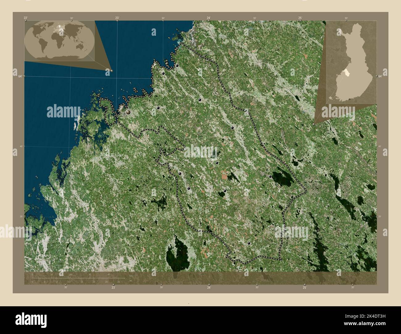 Central Ostrobothnia, region of Finland. High resolution satellite map ...