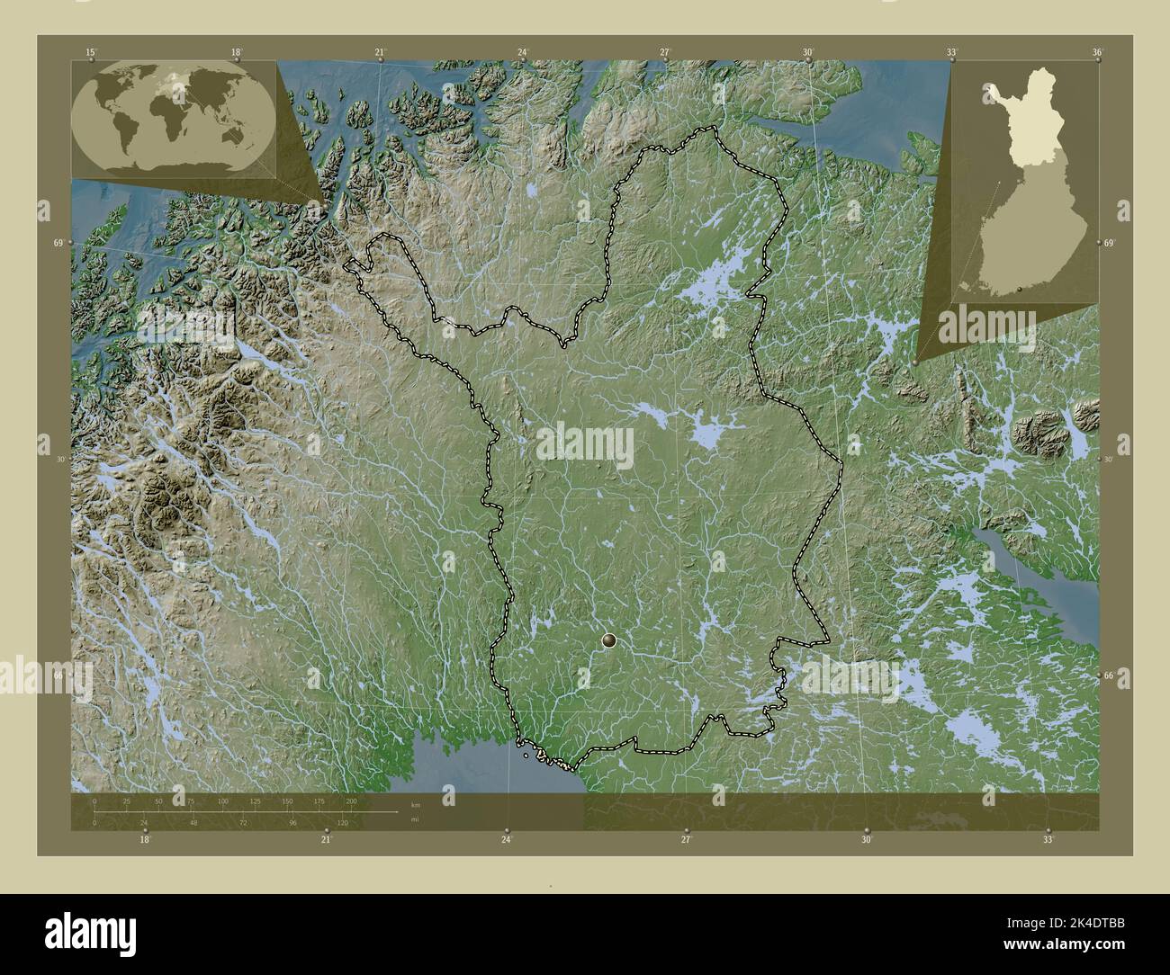 Lapland, region of Finland. Elevation map colored in wiki style with ...