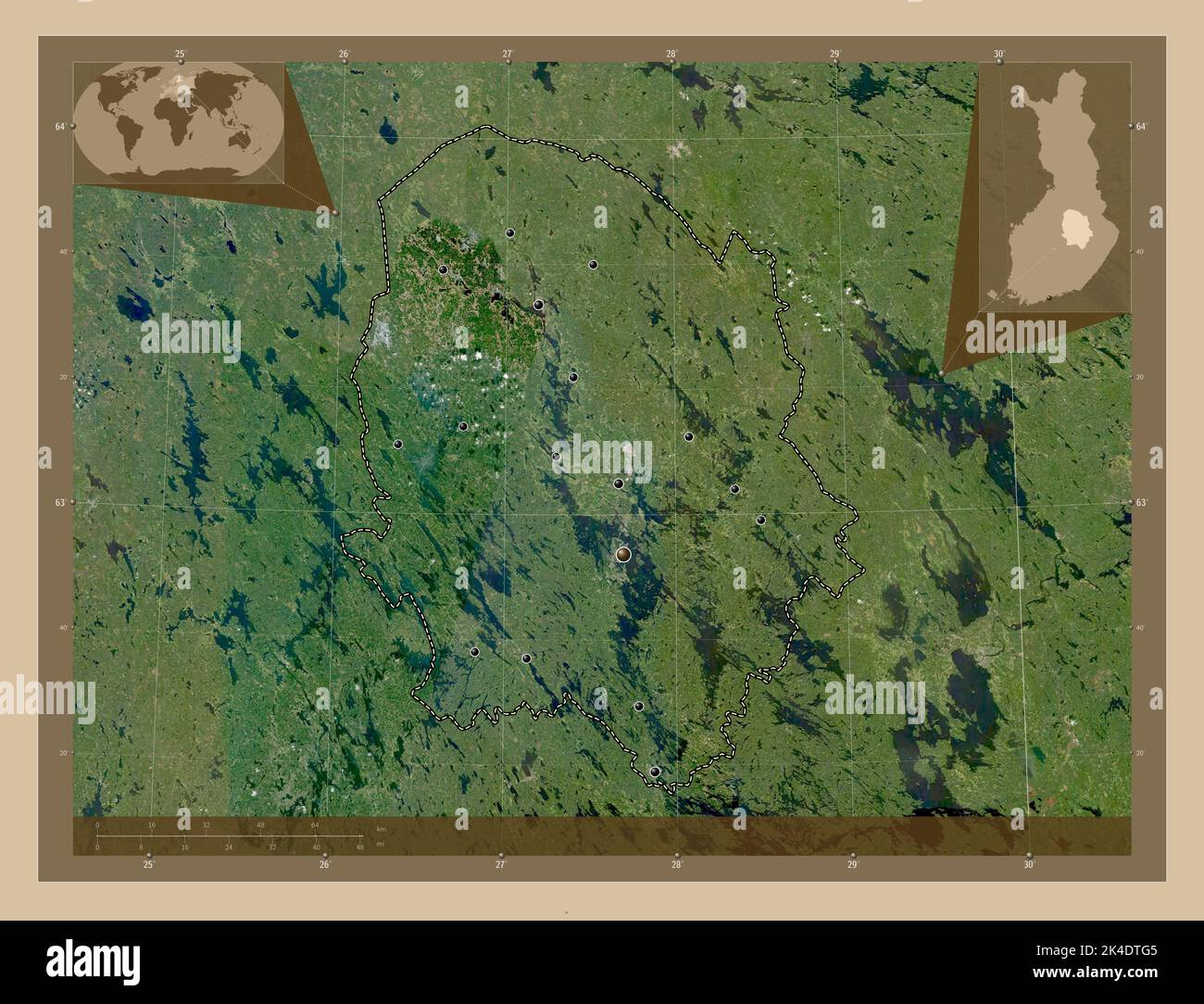 North Savonia, region of Finland. Low resolution satellite map ...