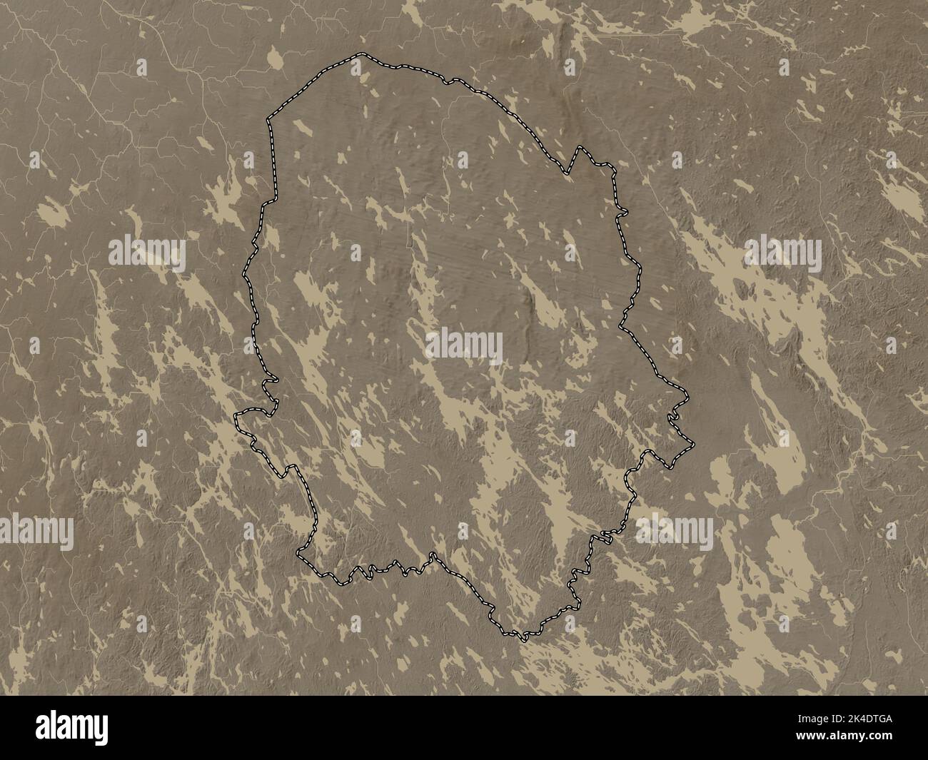 North Savonia, region of Finland. Elevation map colored in sepia tones ...