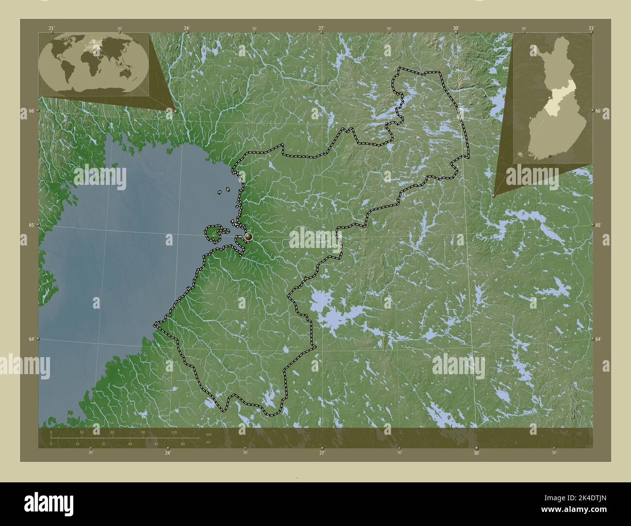 Northern Ostrobothnia, region of Finland. Elevation map colored in wiki ...