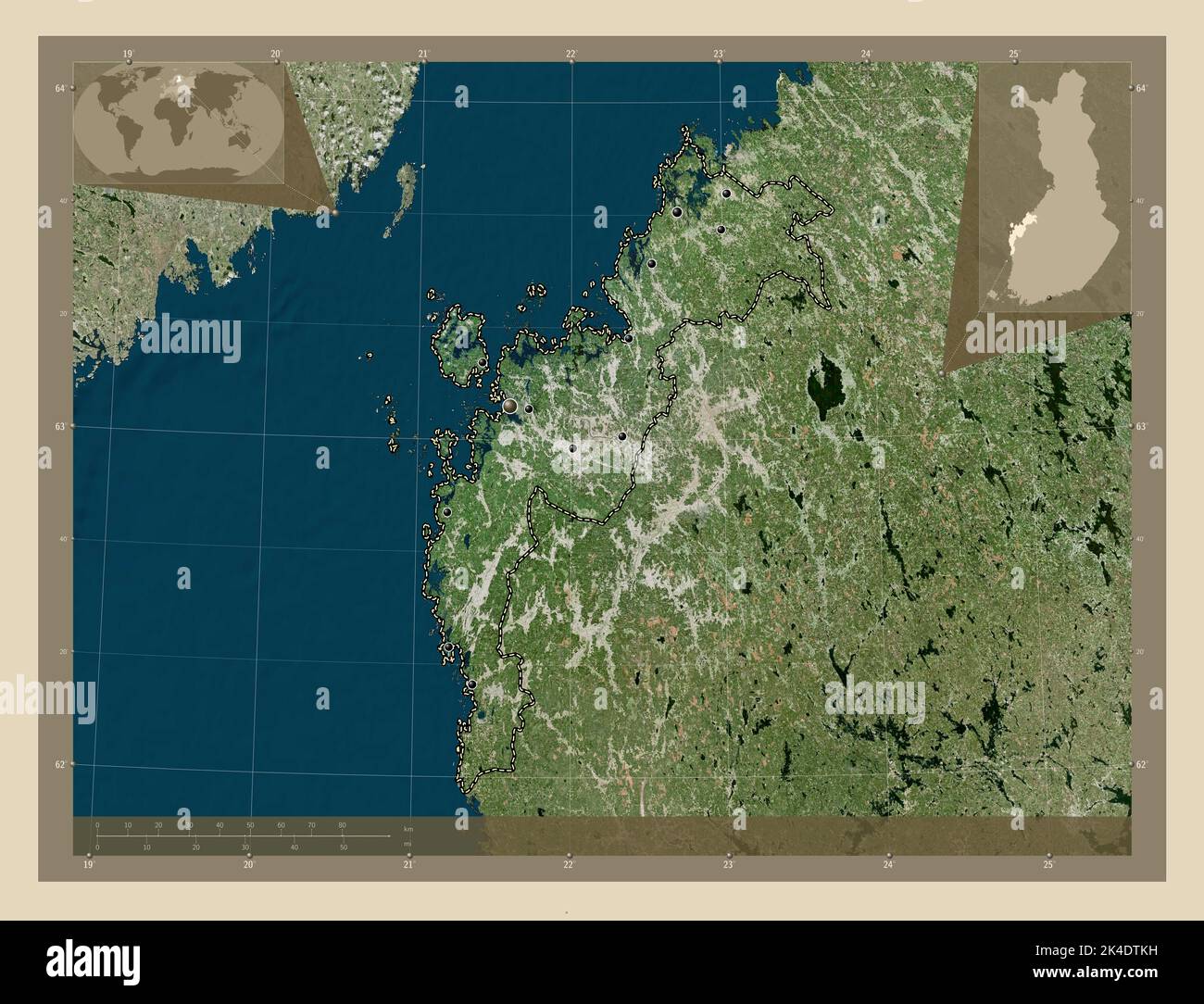 Ostrobothnia, region of Finland. High resolution satellite map ...